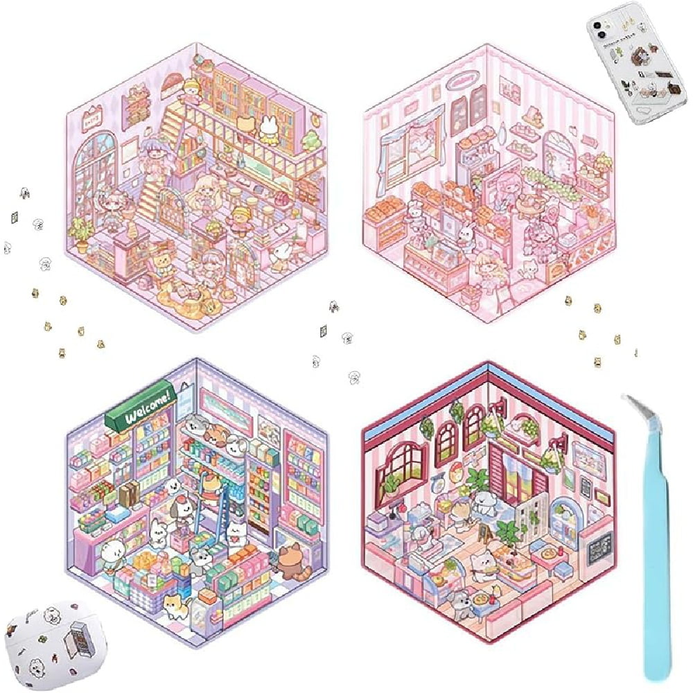 Isometric Sticker Book,Isometric Sticker Pack,Room Sticker Book,DIY 3D ...