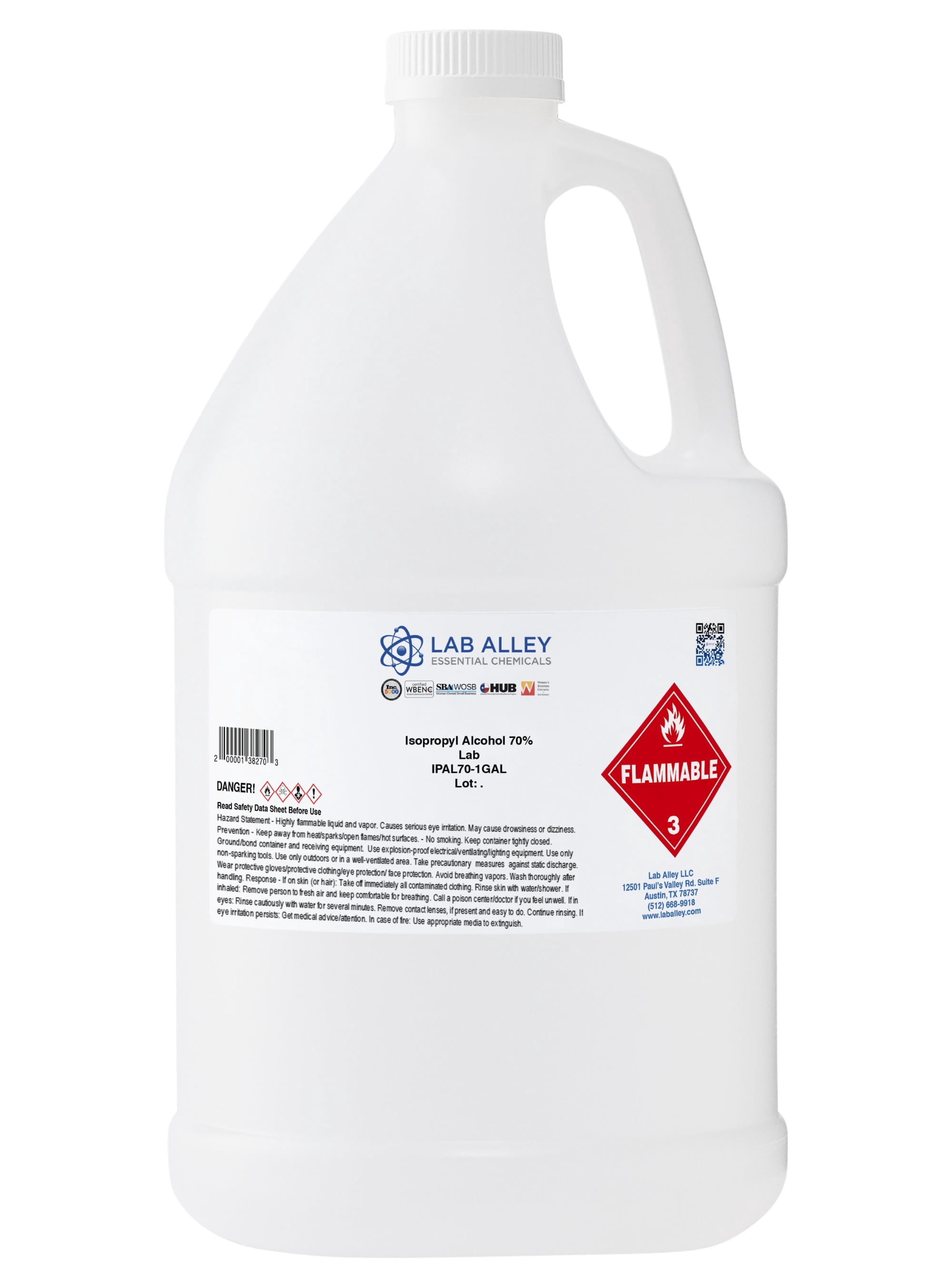 Lab Alley Isopropyl Alcohol Chemical Solvent, 70% Lab Grade, 1 Gallon ...