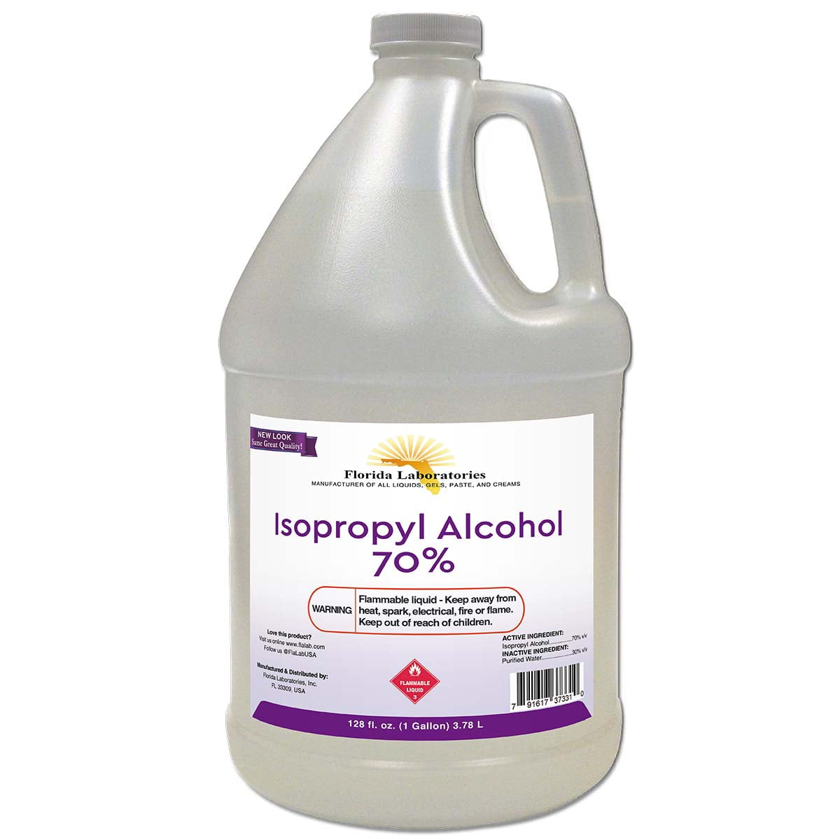 Florida Laboratories, Isopropyl Alcohol 70%, Pure and Anhydrous, 1 ...