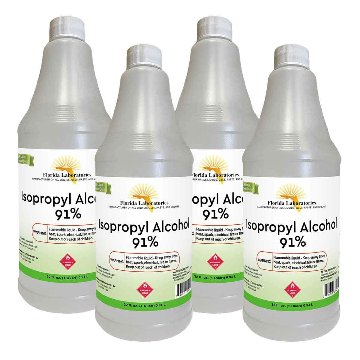 Isopropyl Alcohol 91% 1 Gallon - (Pack of 4 Quart) Made isn USA ...