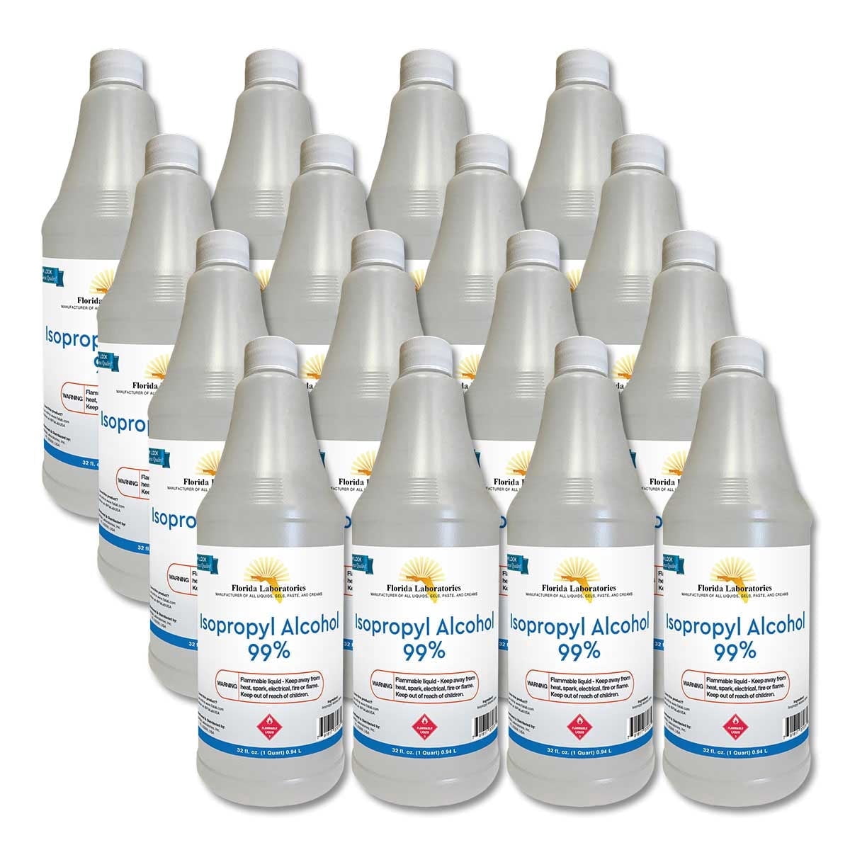 99% Pure Isopropyl Alcohol, 16 Quart Bottles, 4 Gallon, Anhydrous ...