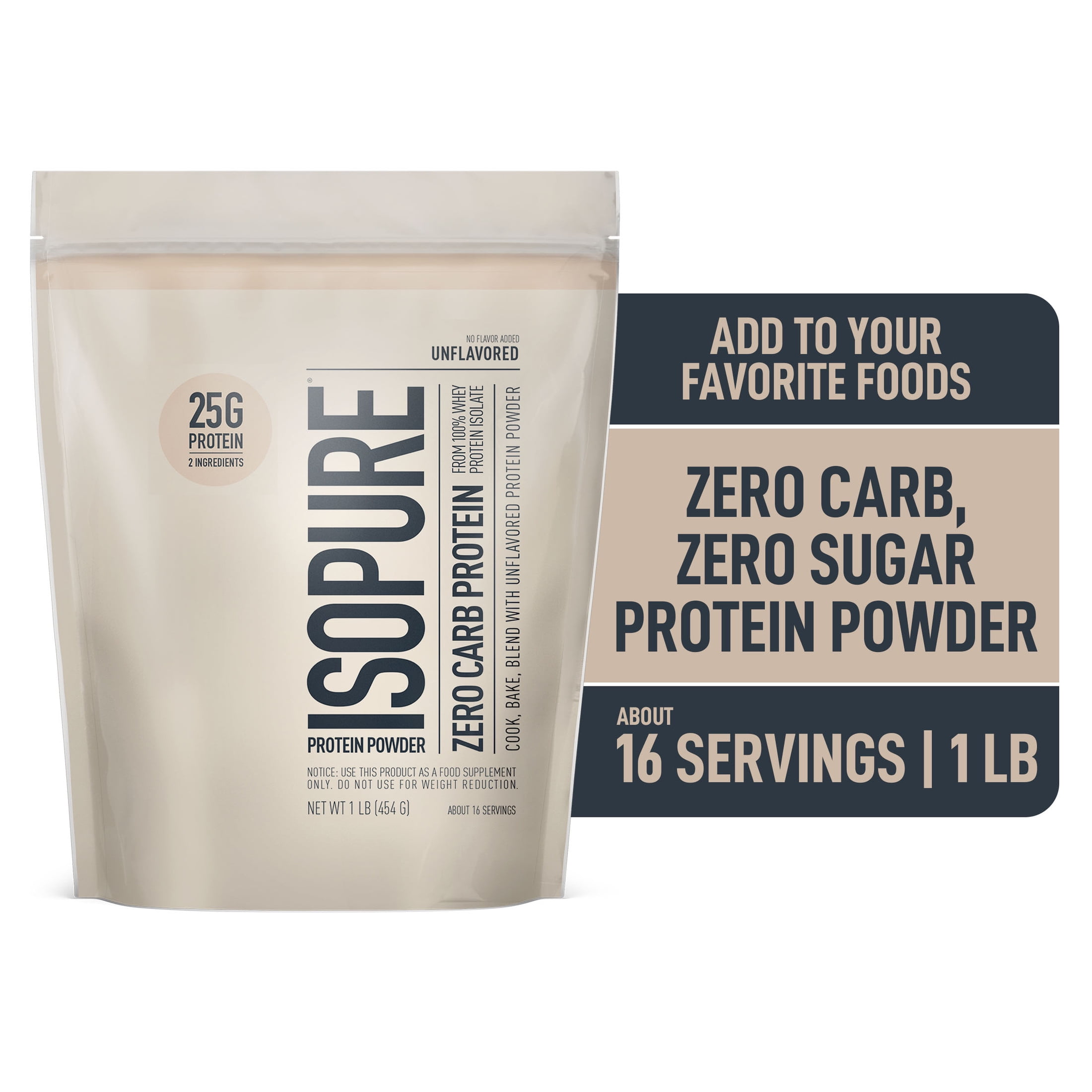 Isopure Unflavored Whey Protein Isolate, 25g Protein, Zero Carb, Keto ...