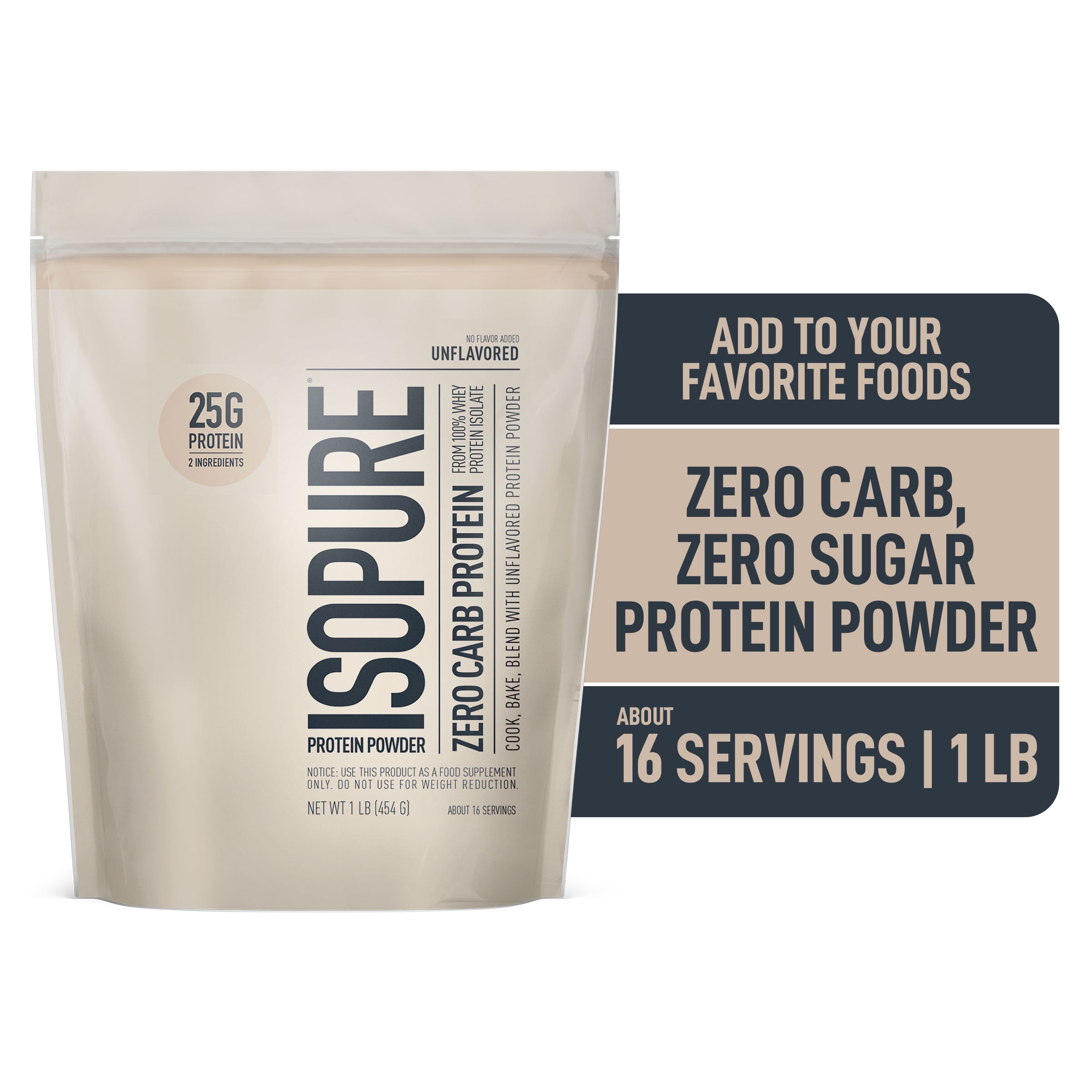 Isopure Unflavored Whey Protein Isolate, 25g Protein, Zero Carb, Keto ...