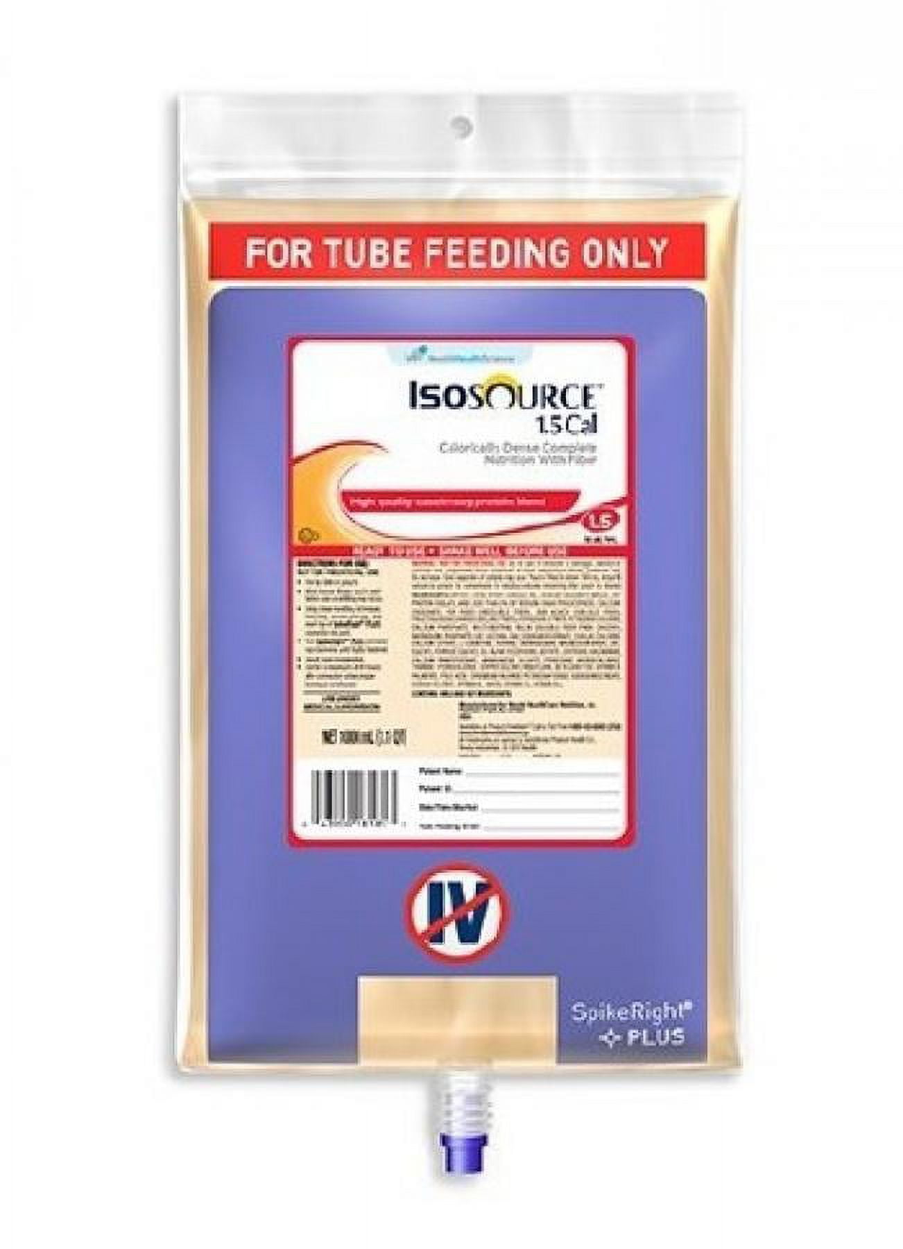 Isosource 1.5 Cal Tube Feeding Formula, Unflavored, 1,000 mL Bag, 6 ...