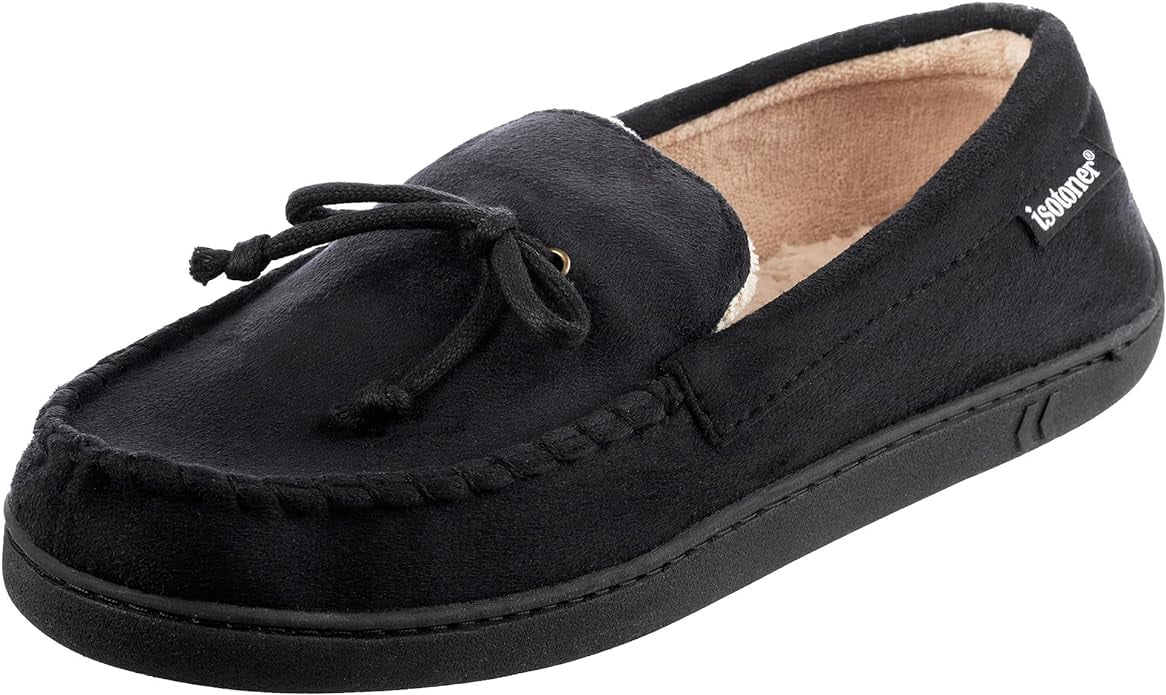 Isotoner Men's Microsuede Moccasin Slippers-BLK-L - Walmart.com