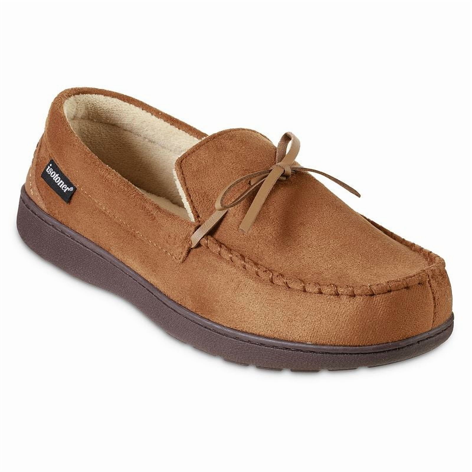 Isotoner Men's Nigel Microsuede Moccasin Slippers XL Cognac - Walmart.com