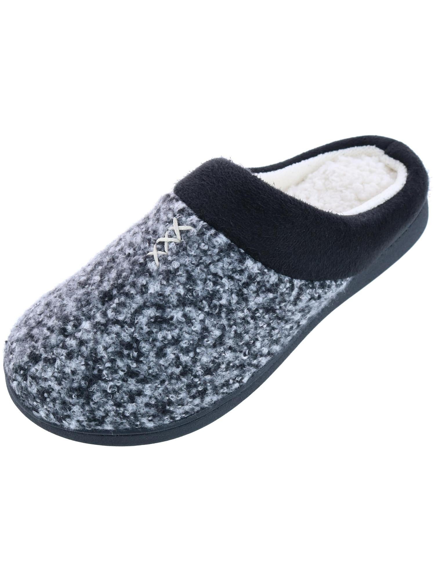 Isotoner Microsuede Heathered Knit Jessie Hoodback Slipper (Women ...