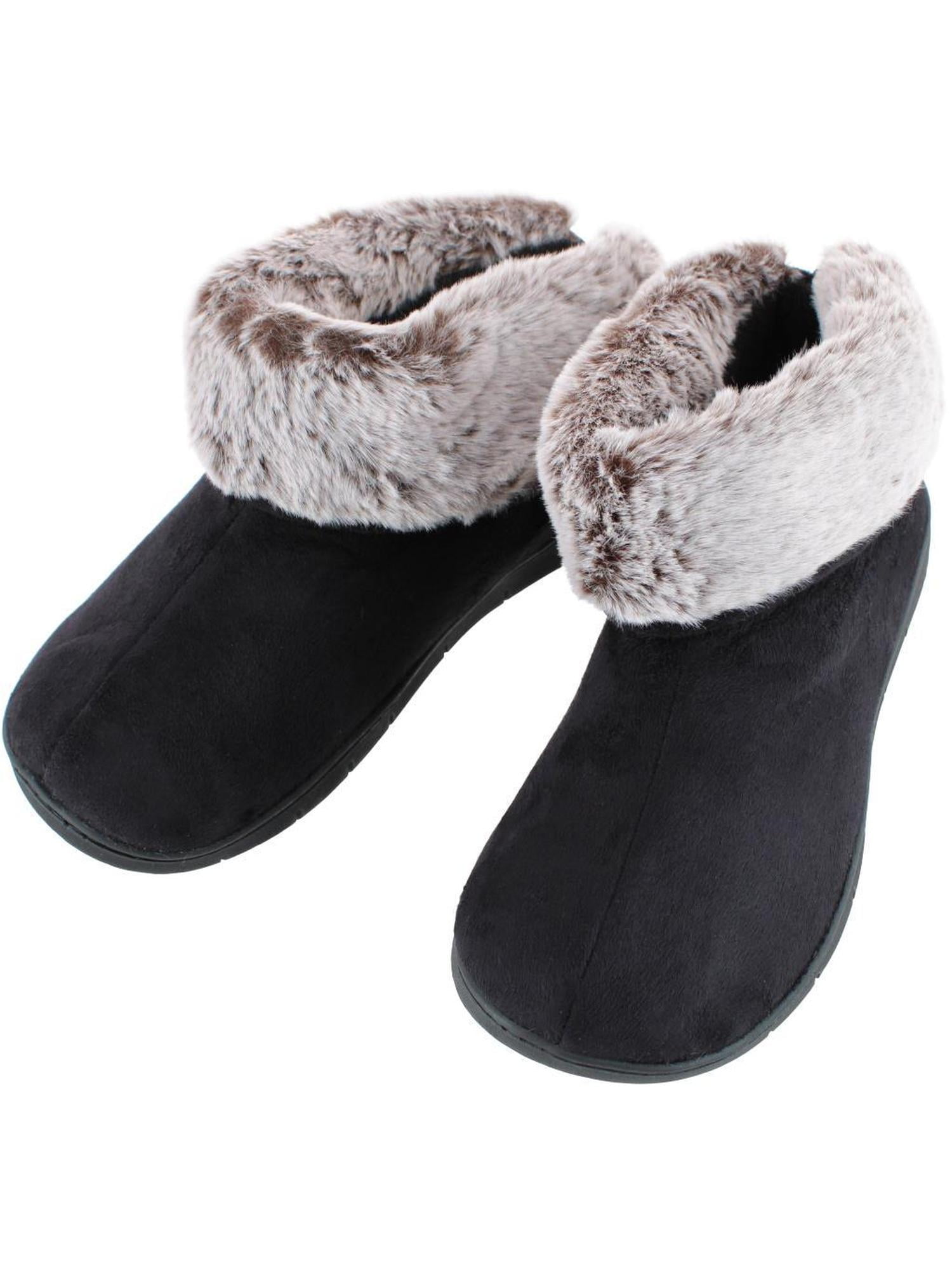 Isotoner Recycled Microsuede and Faux Fur Boot Slipper (Women ...