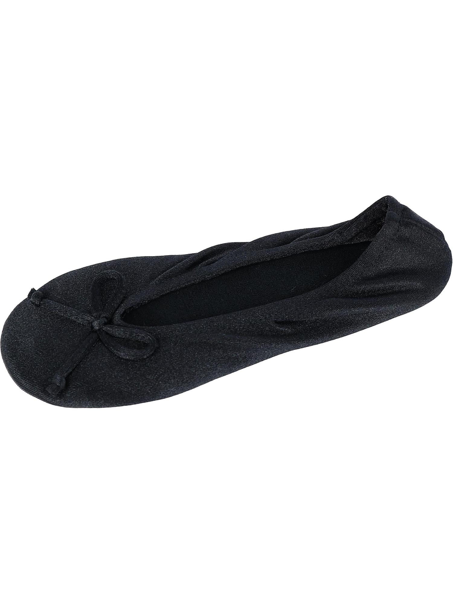 Isotoner Women's Satin Classic Ballerina Slippers, Terry Insole, Suede ...