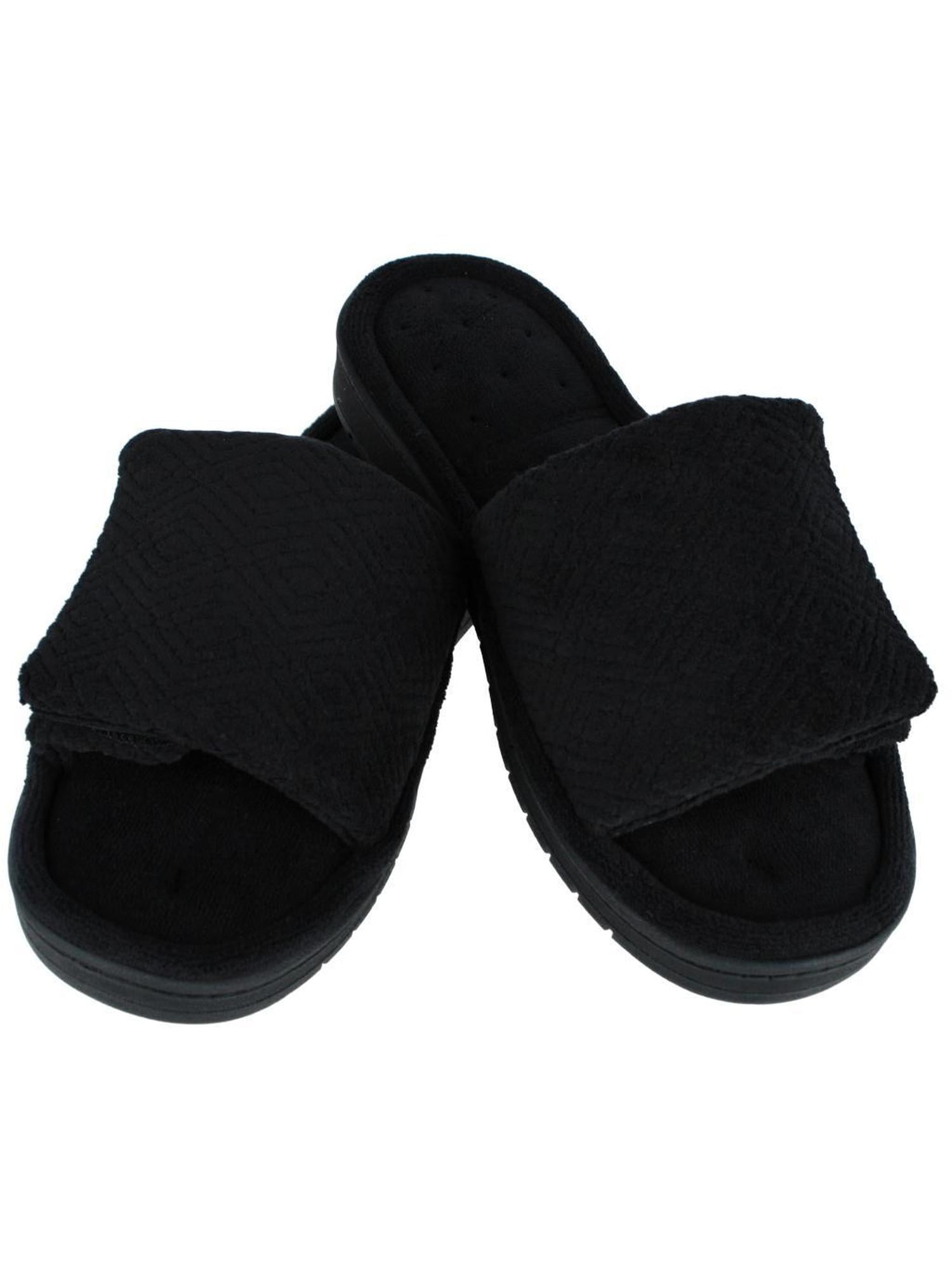 Isotoner Sculpted Terry Adjustable Open Toe Slide Slippers (Women ...