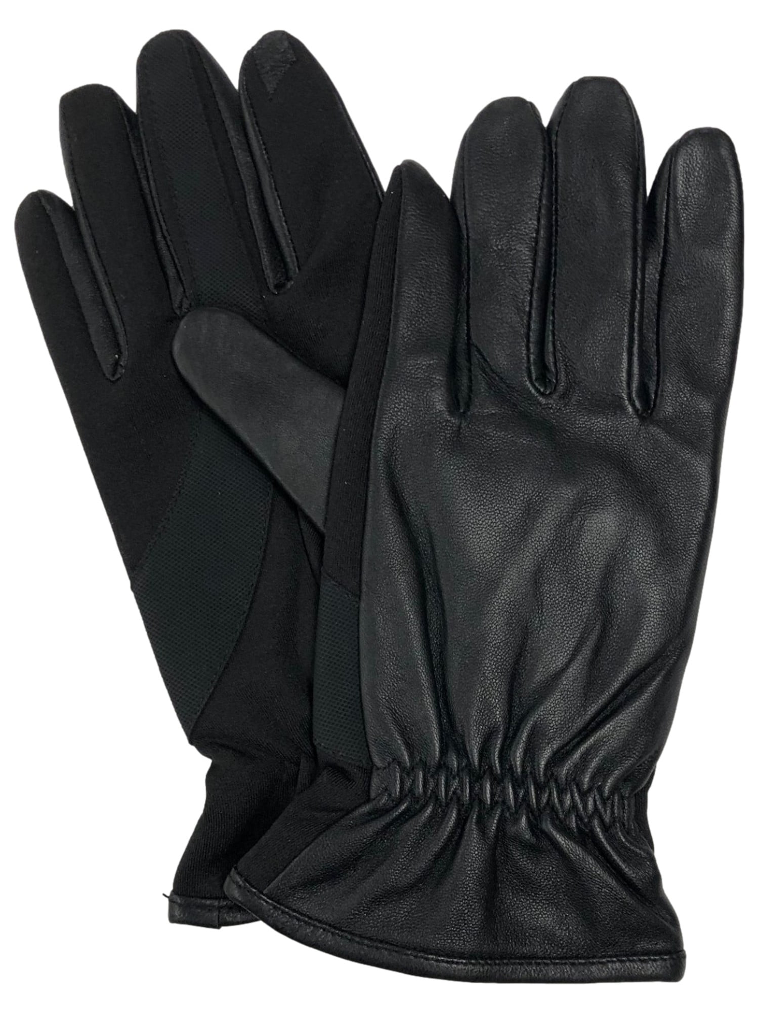 Isotoner Smartouch Men Black Stretch Leather Touchscreen Tech Gloves ...