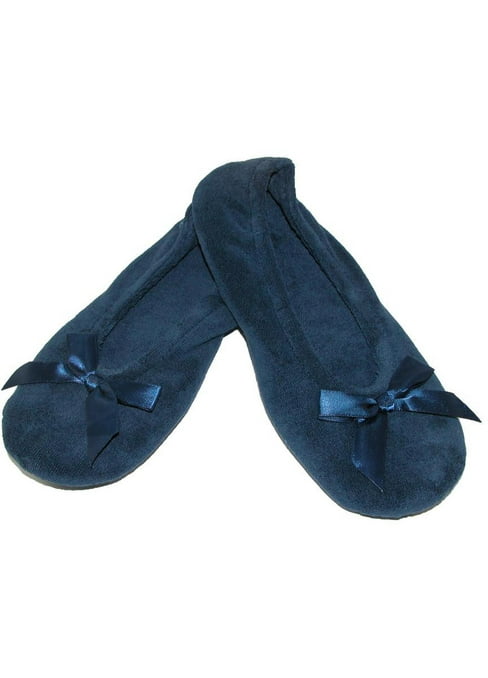 Isotoner Women's Embroidered Terry Ballerina Slippers with ISOFlex ...