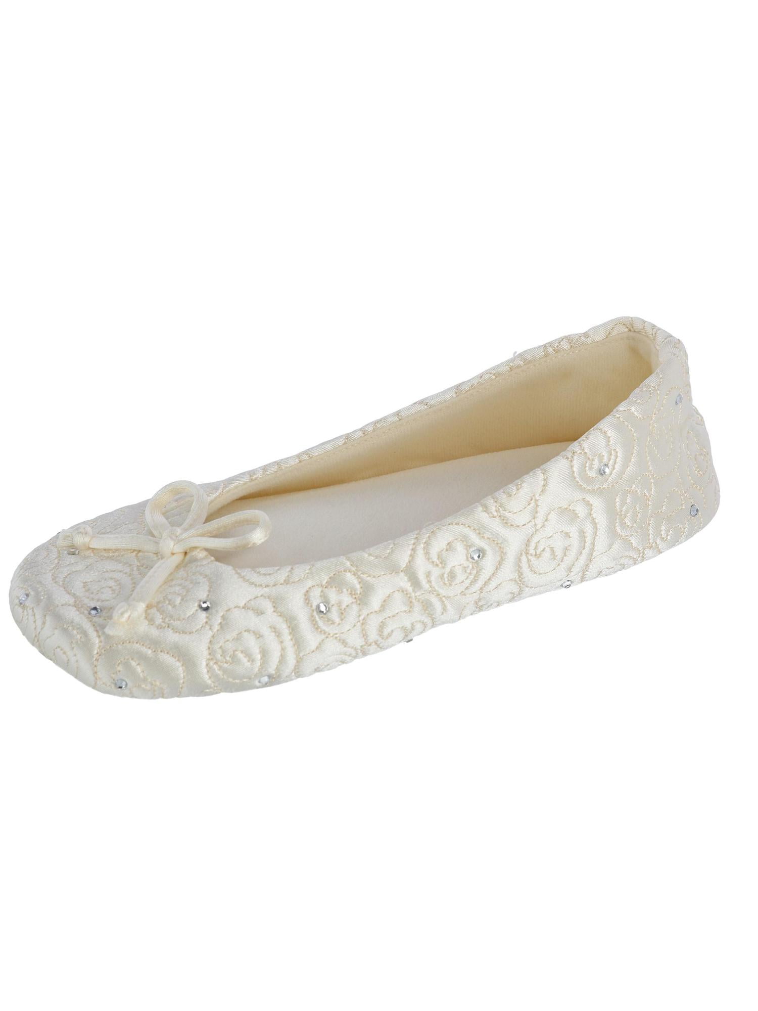 Isotoner Terry Lined Rose Quilted Ballerina Slippers (Women) - Walmart.com