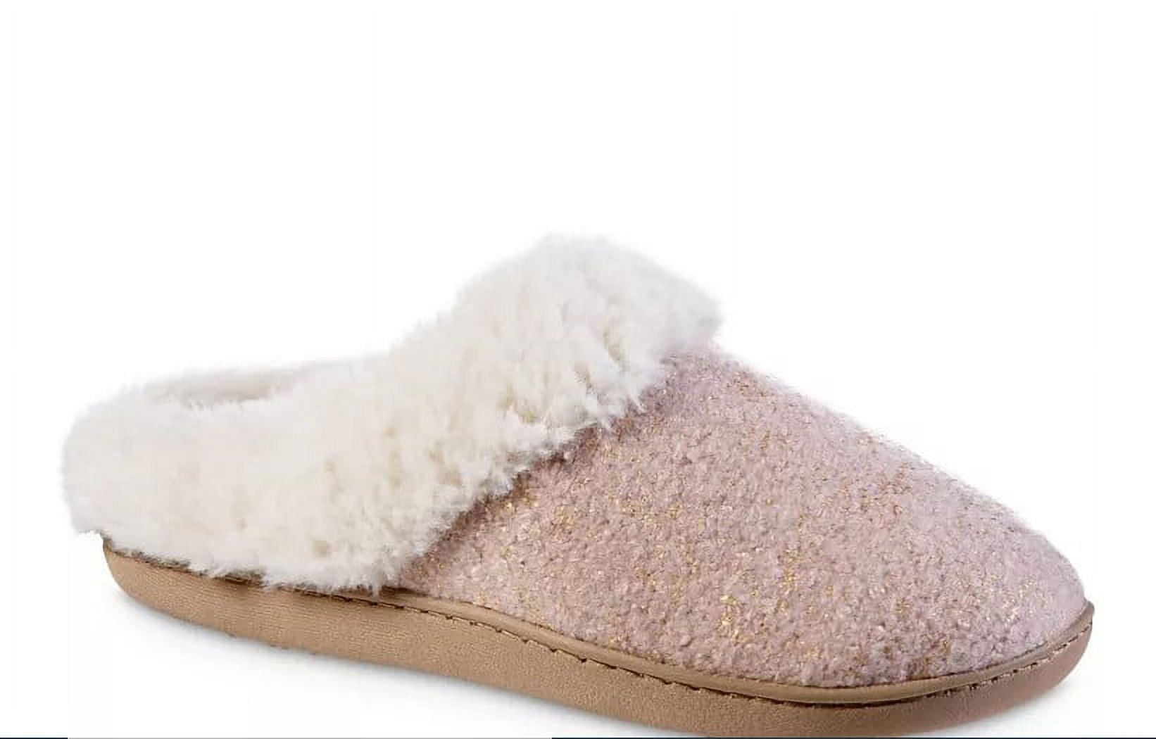 Isotoner Women's Eco-Comfort Memory Foam Faux Fur Indoor/Outdoor ...