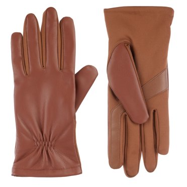 Time and Tru Women's Faux Leather Solid 3-Point Winter Gloves, L/XL, Tan - Walmart.com