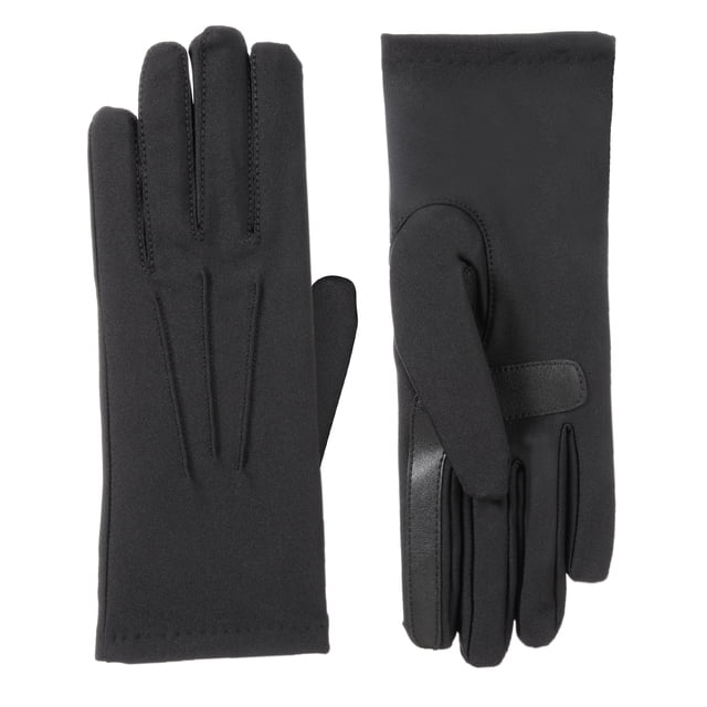 Isotoner Women's Lined Water Repellent Spandex Touchscreen Gloves Black ...