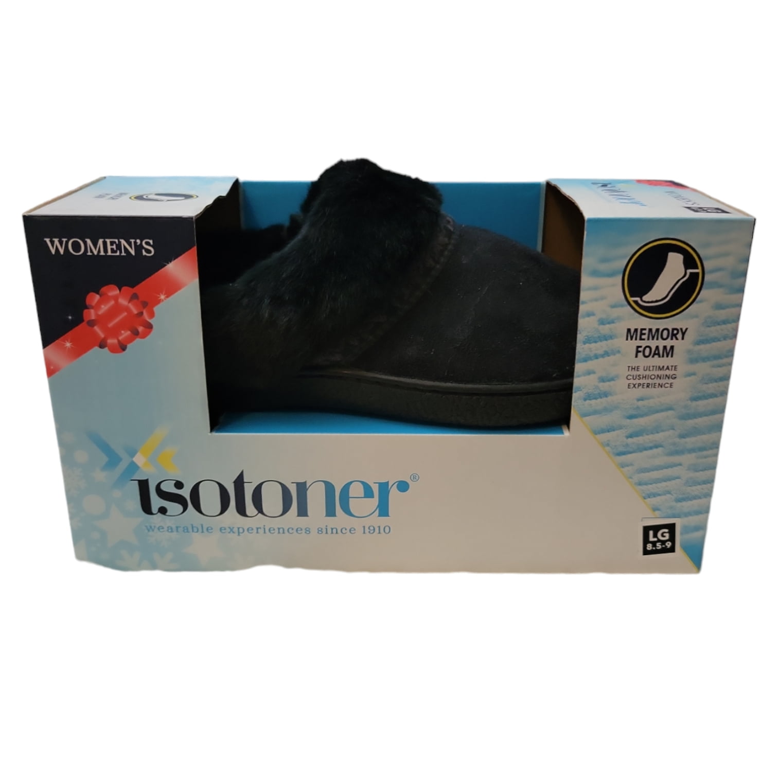 Isotoner Women's Memory Foam Cushioned Easy Slide-On Slippers (Black, L ...
