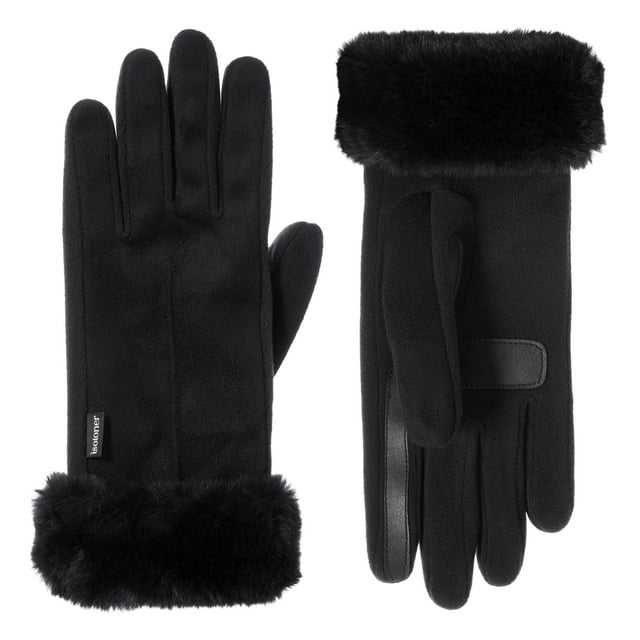 Isotoner Women's Microfiber Glove with Faux Fur Cuff in Black - Walmart.com
