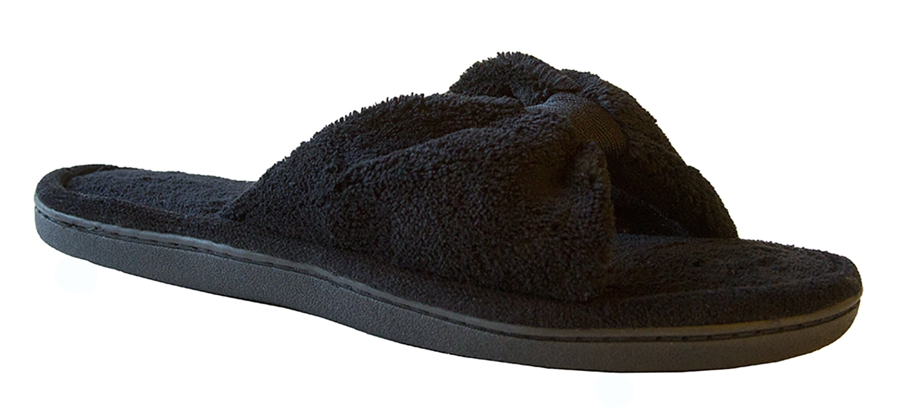 Isotoner Women's Microterry Bow Open Toe Slide Slipper - Walmart.com