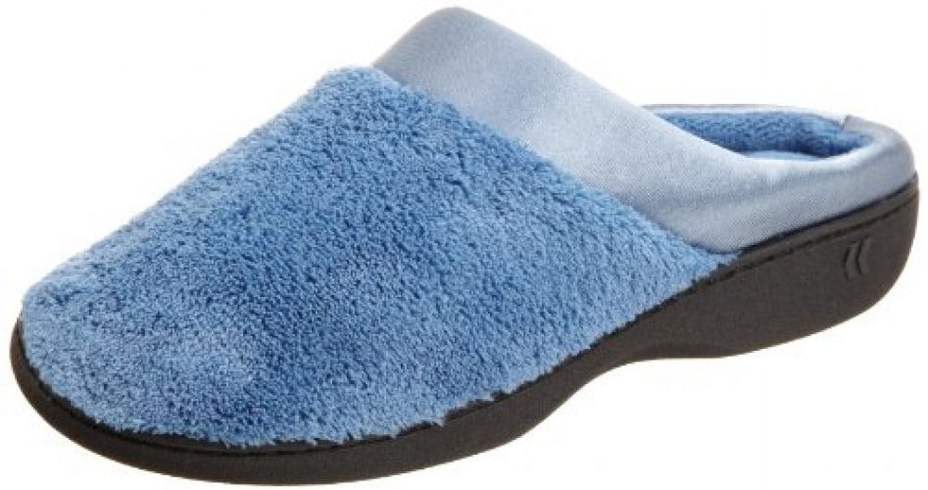 Isotoner Women's Microterry PillowStep Satin Cuff Clog Slippers, Denim ...
