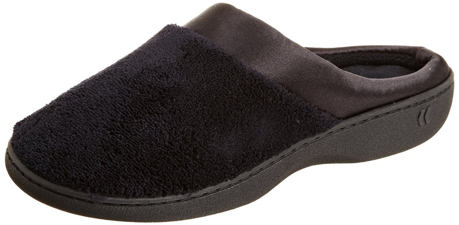Isotoner Women's Microterry PillowStep Satin Cuff Clog Slippers ...