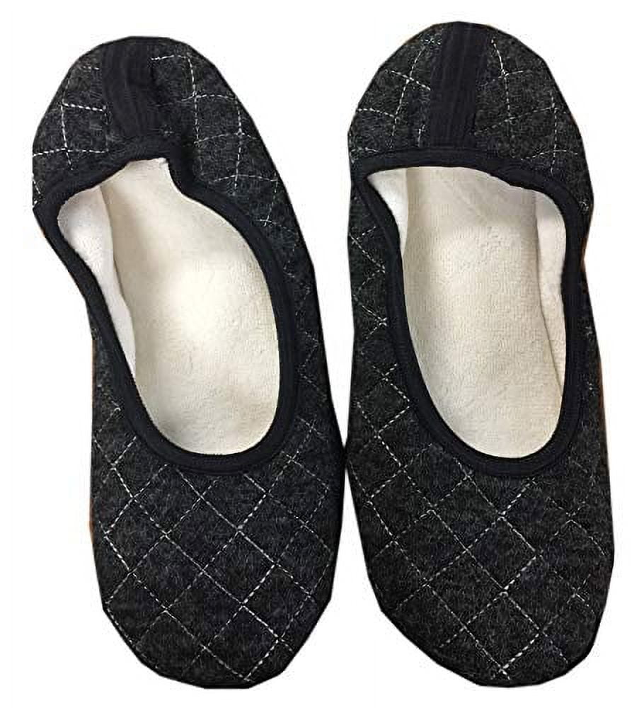 Isotoner Women's Quilted Ballerina House Slippers with Bag - Walmart.com