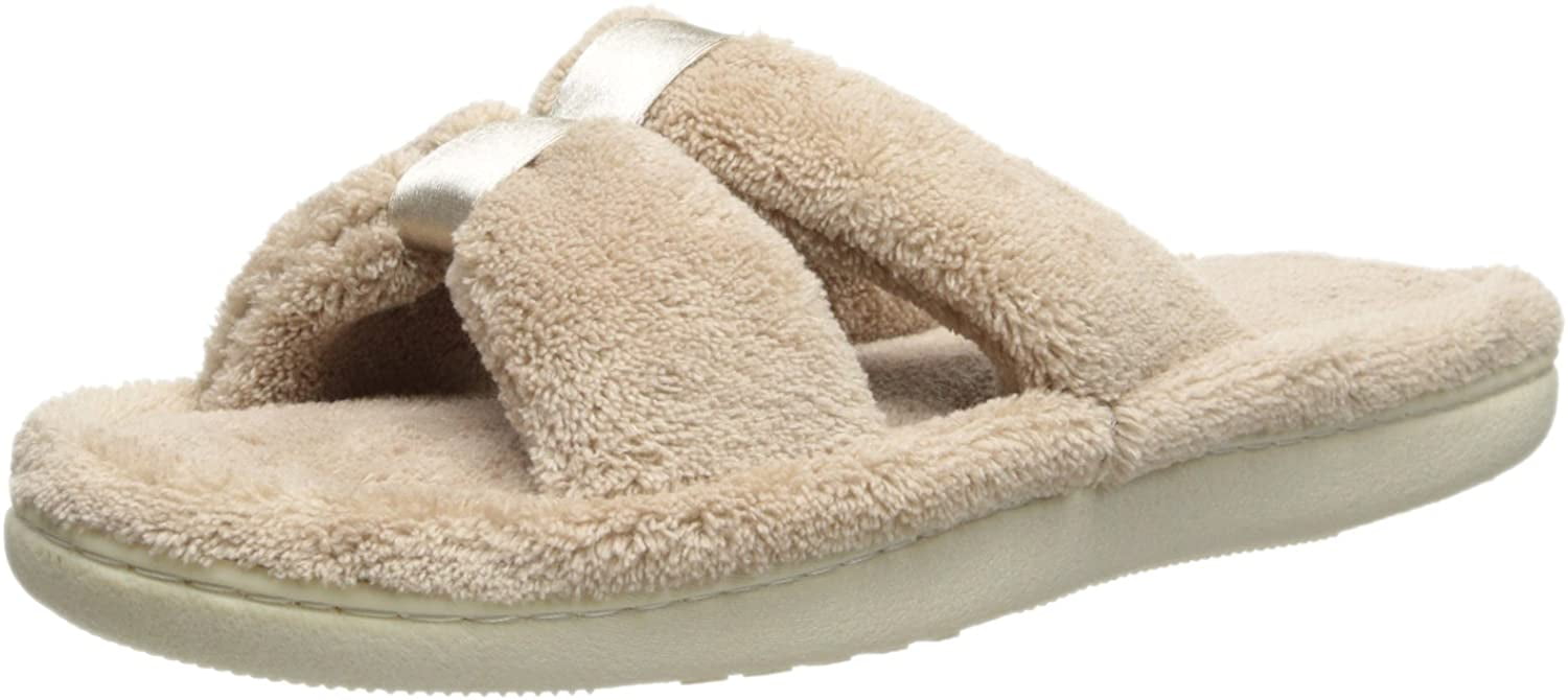 Isotoner Women's Signature X-Slide Slipper, Satin Trim with Memory Foam ...