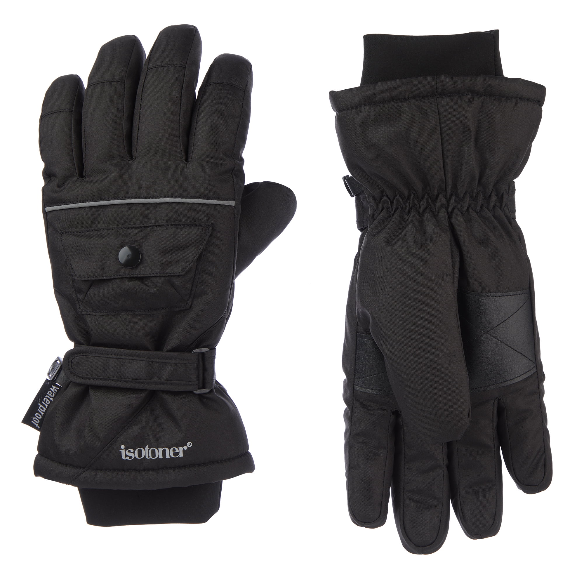 Isotoner Women's Ski Winter Gloves with Pocket, L/XL, Black - Walmart.com