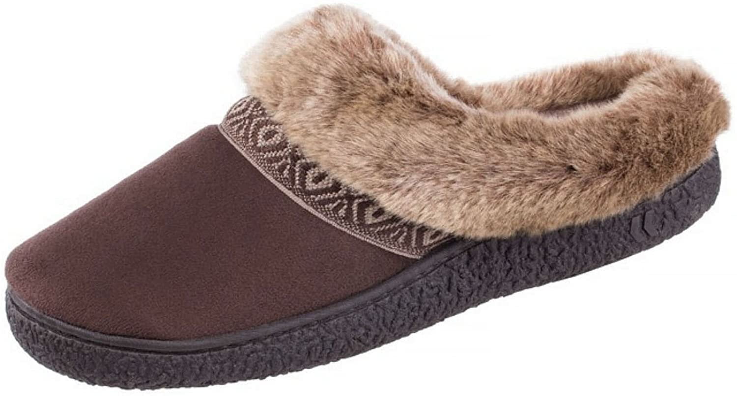 Isotoner Women's Smartzone Gel Comfort Slippers (7.5-8, Dark Chocolate ...