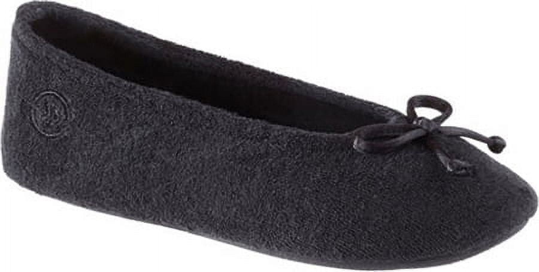 Isotoner Women's Terry Ballet Flat w/ Satin Bow, Black, Small (5-6 ...