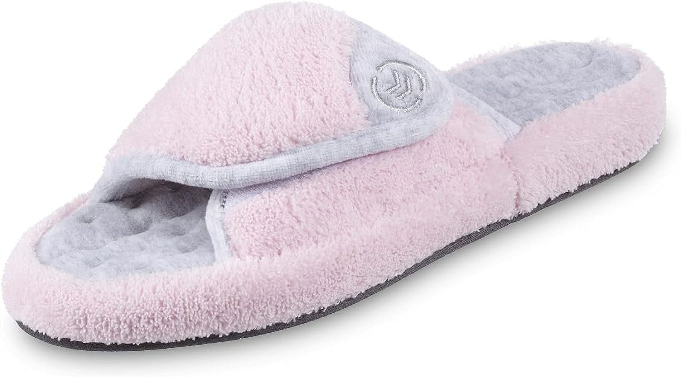 Isotoner Women's Terry Spa Slip On Slide Slipper with Memory Foam for ...