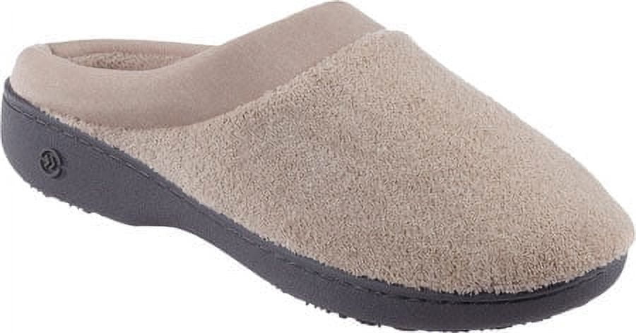 Isotoner Women's Terry and Satin Slip on Cushioned Slipper with Memory ...