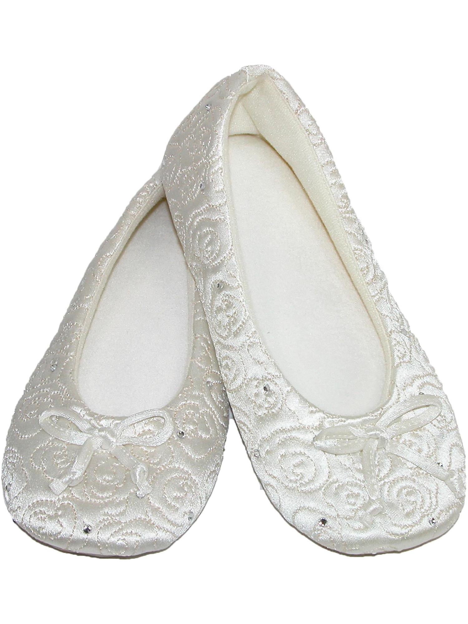 Isotoner Womens Ballerina Slippers With Terry Lined & Rose Quilt Ballet ...
