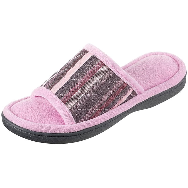 Isotoner Women's Slippers, Stability, Renae Open Toe Slide, Medium Flat ...