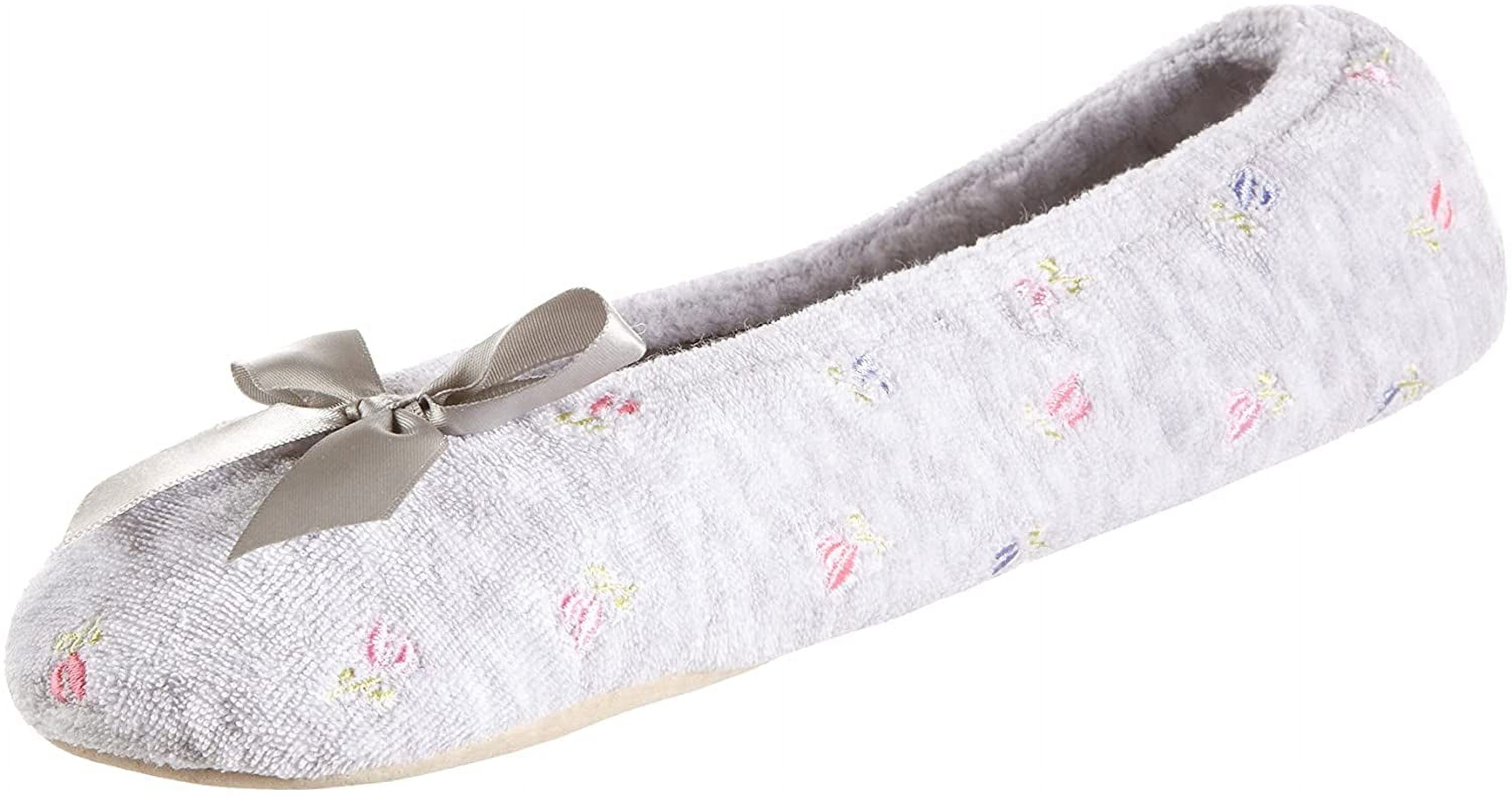 Isotoner Womens Embroidered Terry Ballerina Slippers HGY-XL - Walmart.com