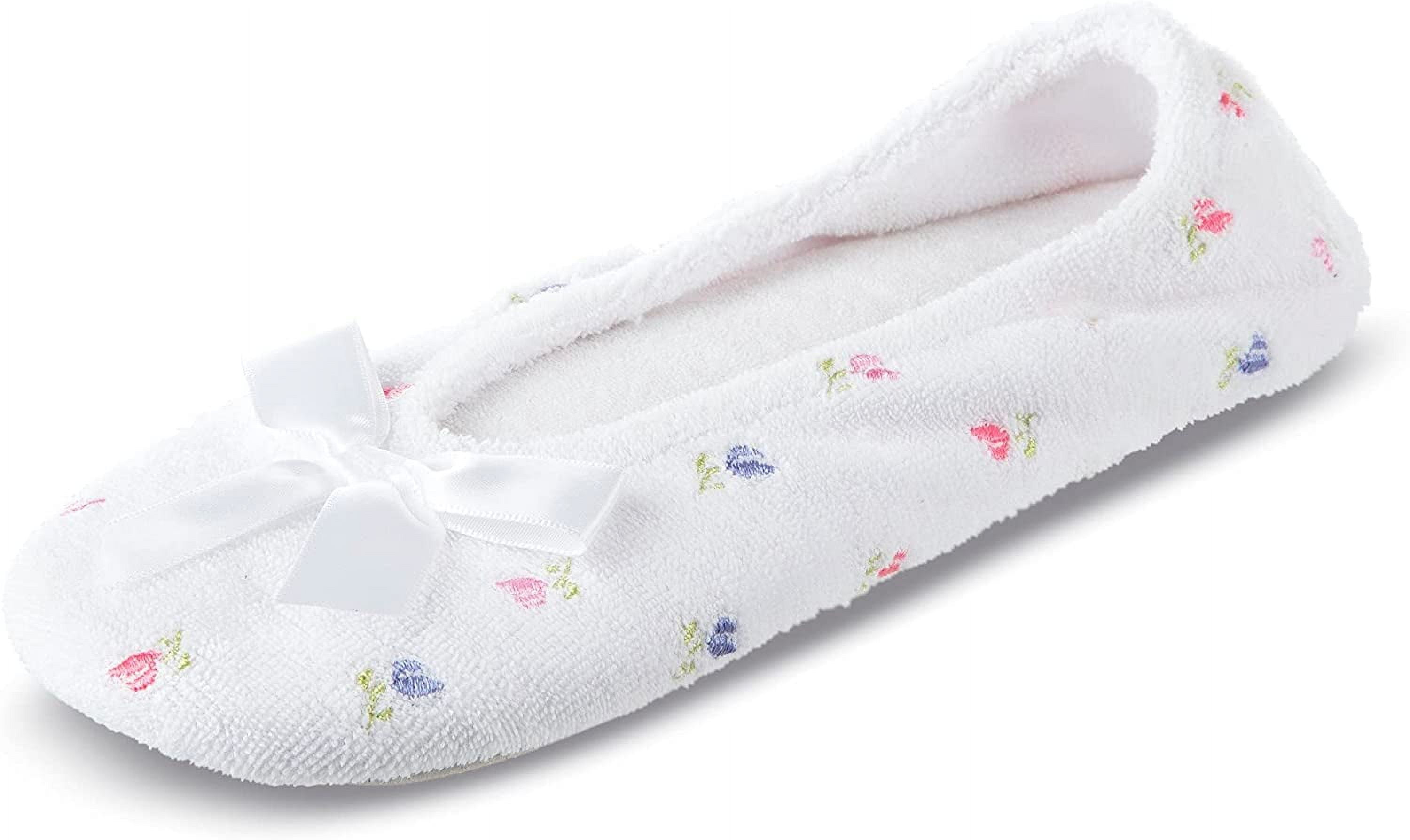 Isotoner Womens Embroidered Terry Ballerina Slippers WHI-M - Walmart.com