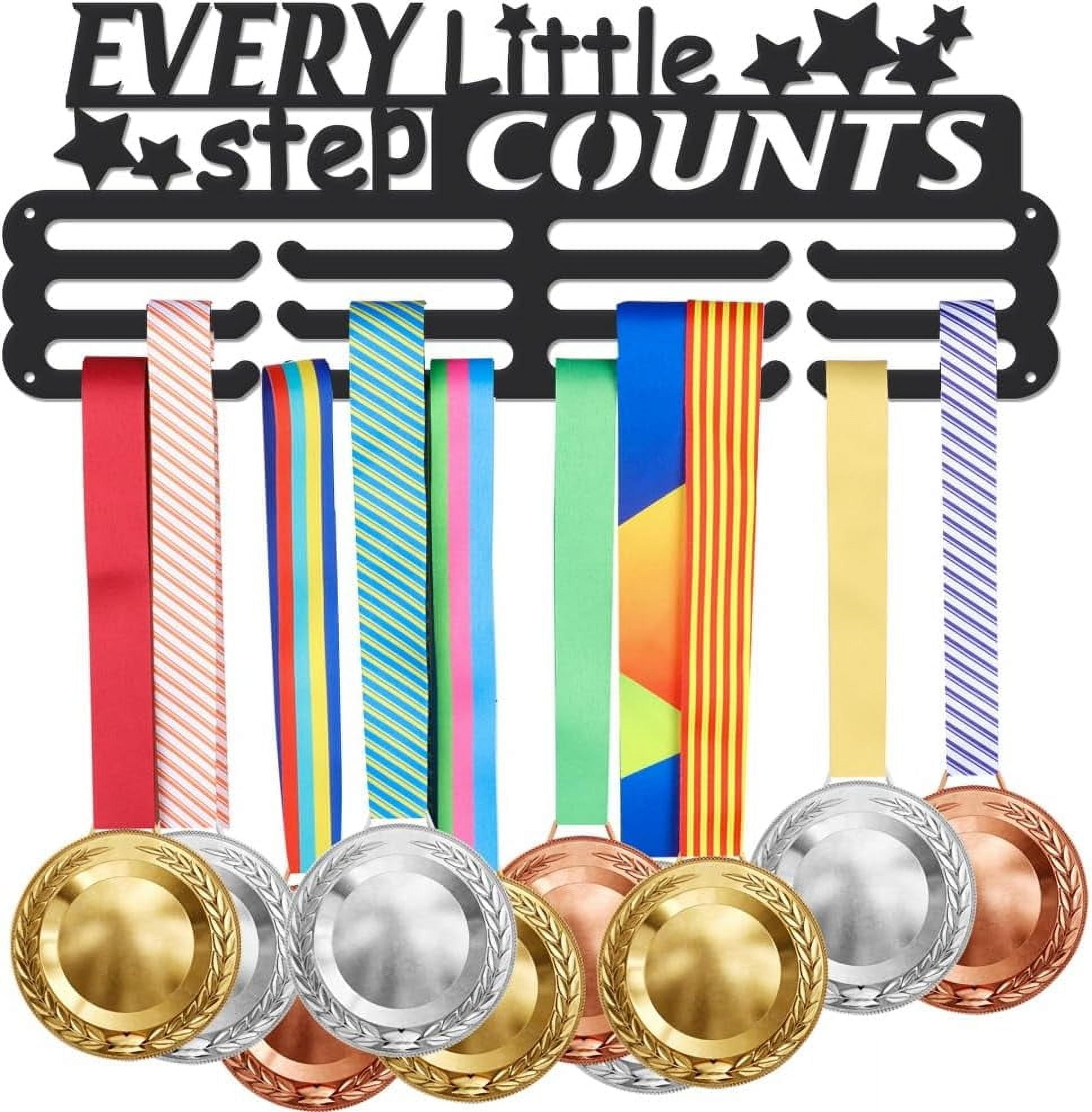 Ispirational Medal Hanger Display Every Little Step Counts Sports Award ...