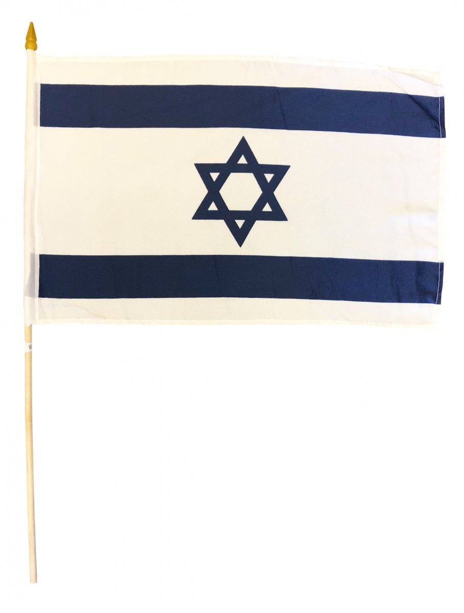 Israel - 12"x18" Polyester Stick Flag with Wooden Staff - Walmart.com