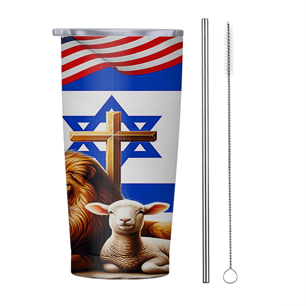 Israel American flag Jewish The Lamb And Lion of Judah 20oz Tumbler ...