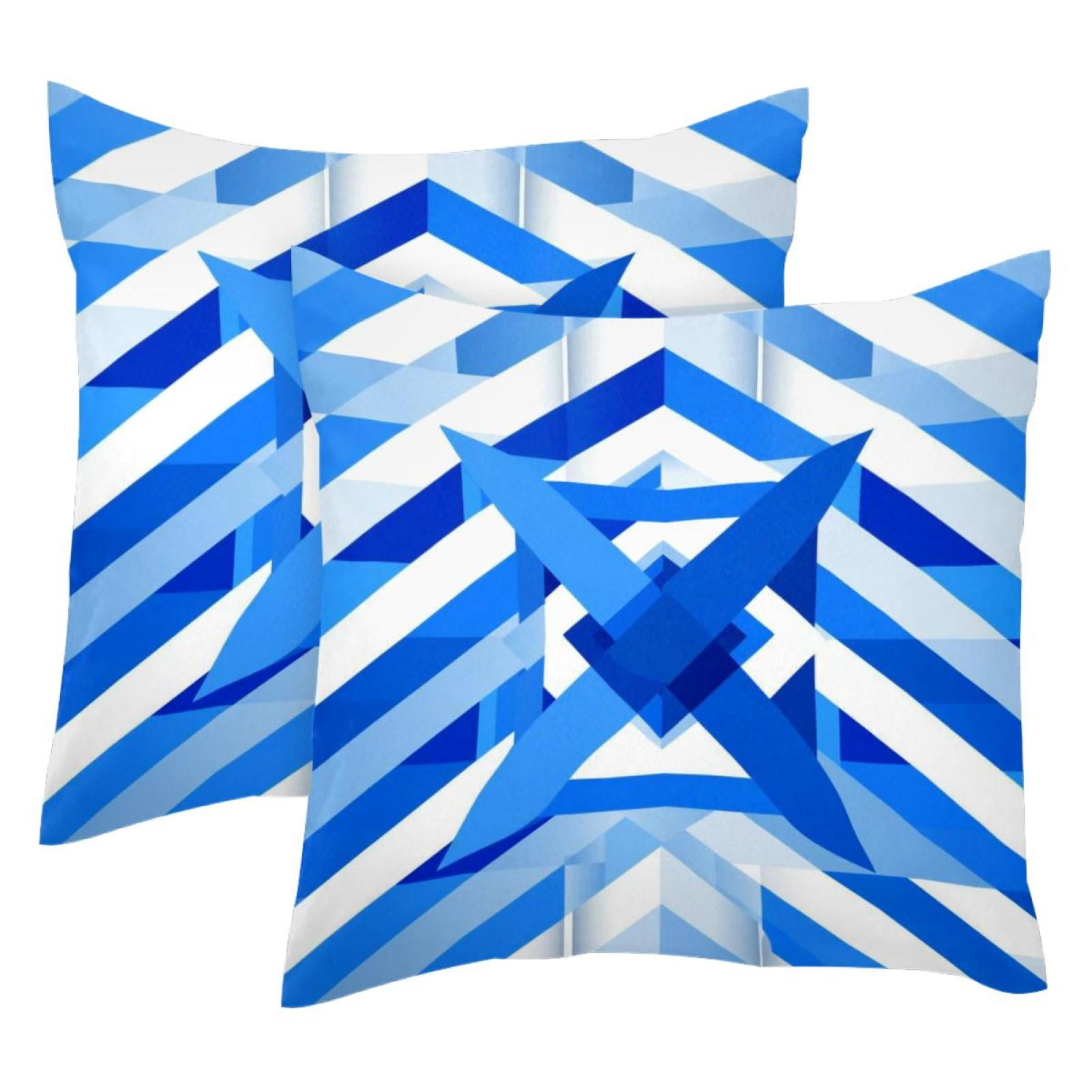 Israel Flag Blue White Pattern Pack of 2 Pillow Covers 18x18 Inch ...