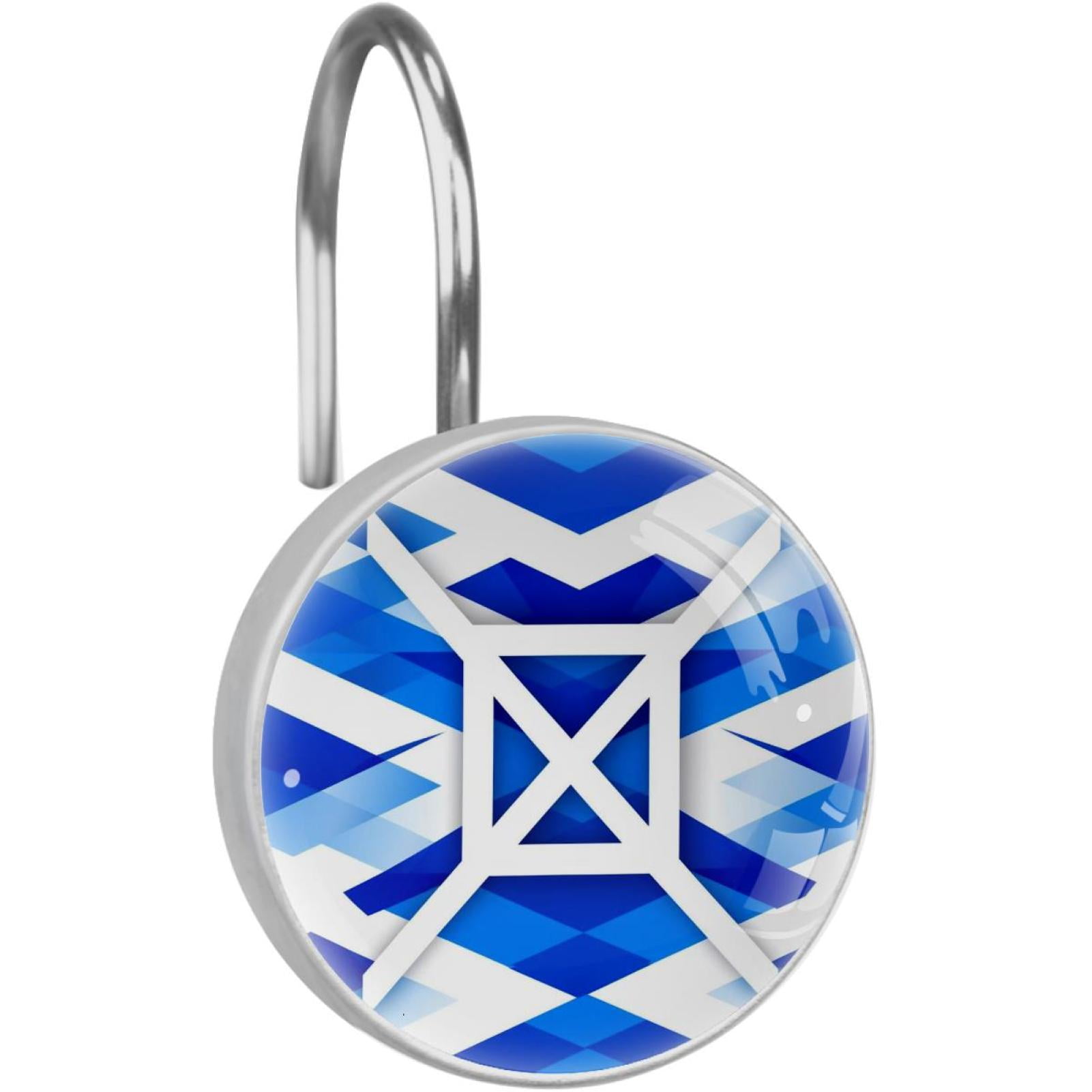 Israel Flag Blue White Pattern Rolling Shower Curtain Hooks, Clear ...