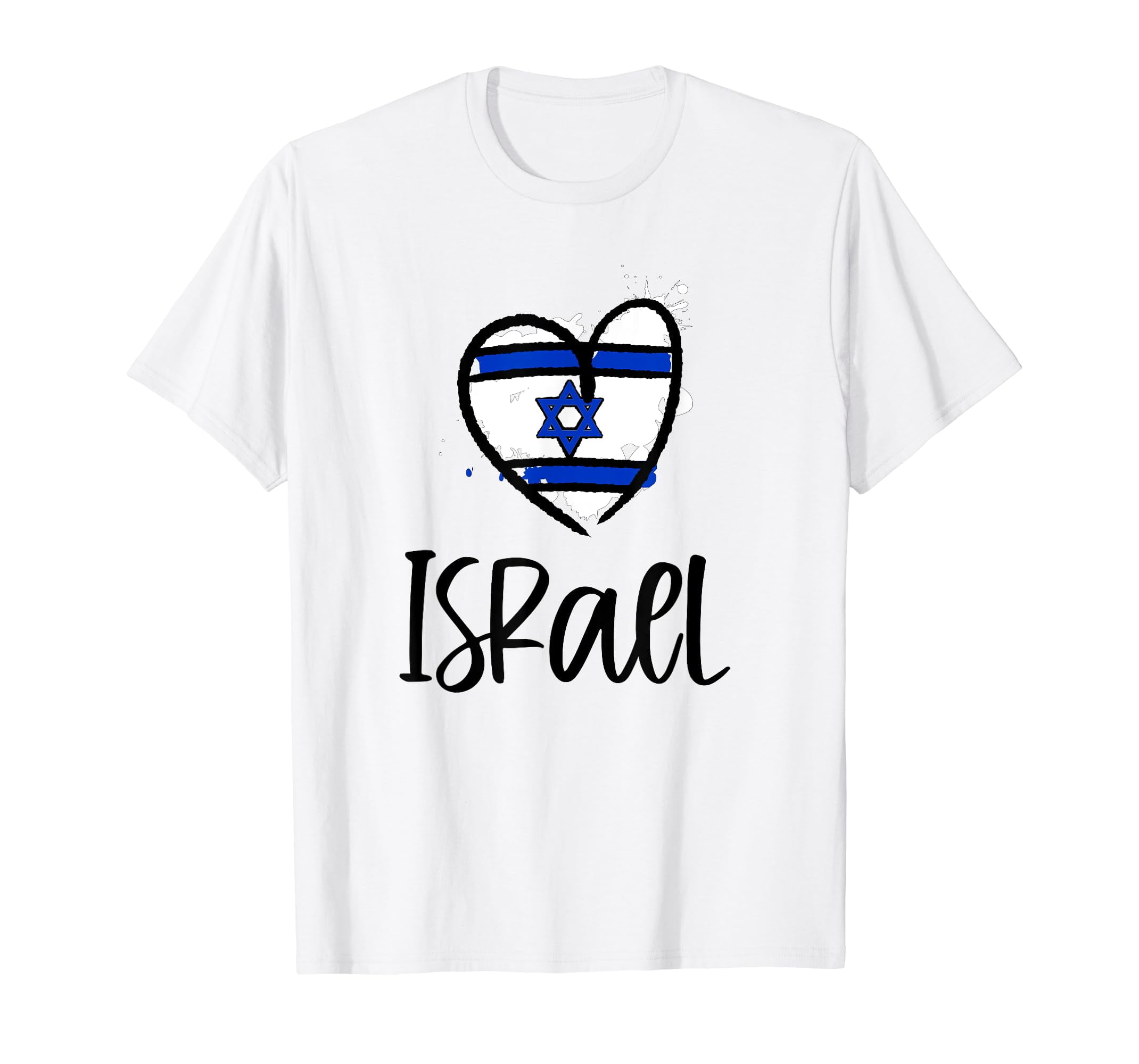 Israel Heart Line Art Flag Cool Asia Hebrew Israelites Gift White T ...