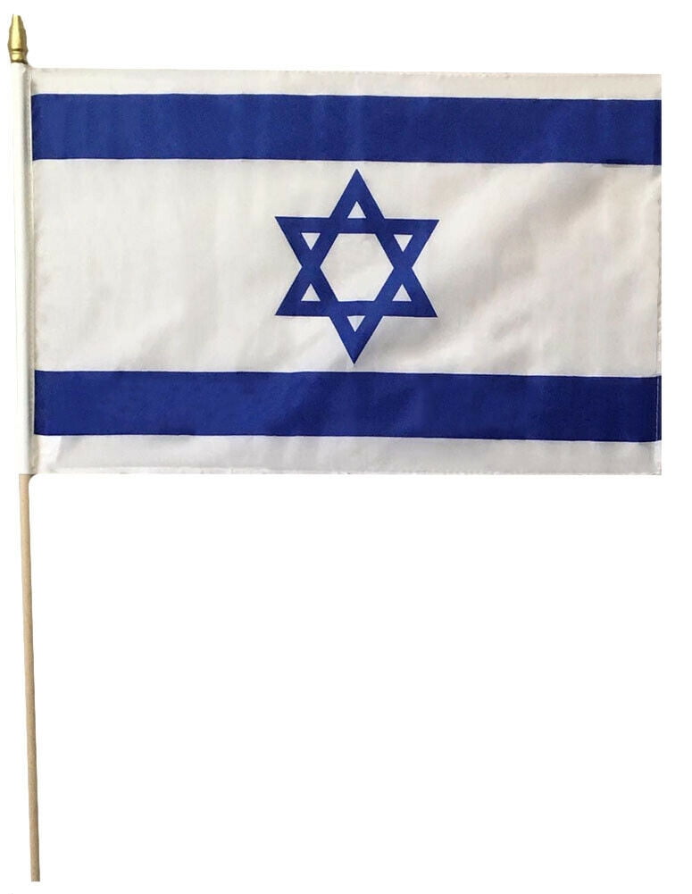 Israel Israeli Country 12"x18" 68D Rough Tex Nylon Wood Stick Flag 24 ...