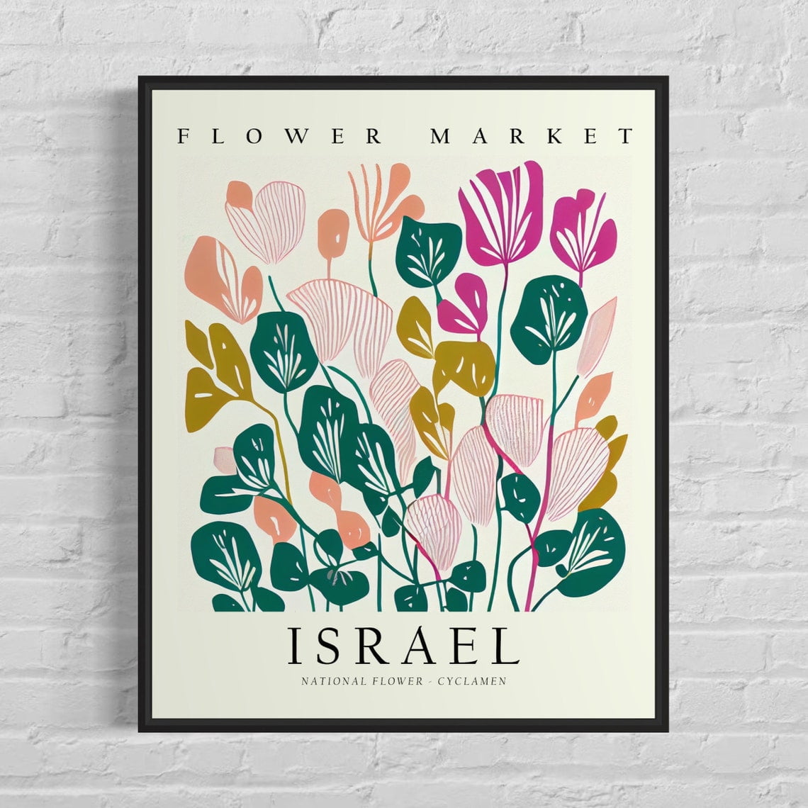 Israel National Flower, Israel Flower Market Art Print, Cyclamen 1960'S ...
