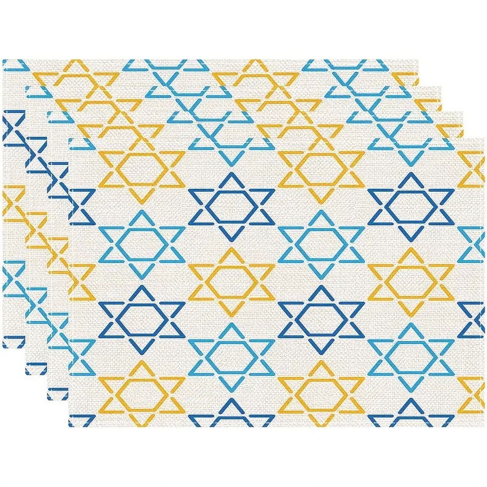 Israel Symbol Star Jewish Flag Printed Linen Placemats Set of 4 Heat ...