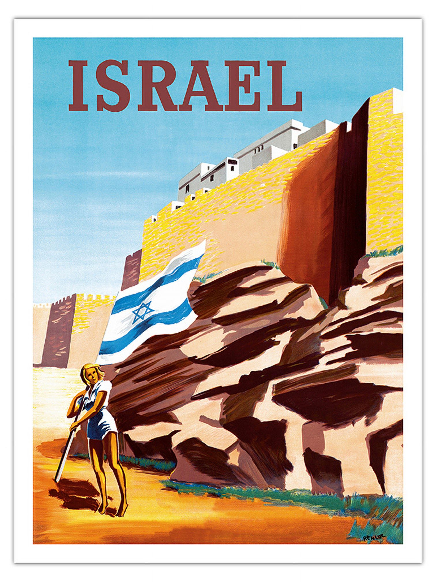 Israel - Zionist Heroic Girl Holding Israeli Flag - Walls of Jerusalem ...