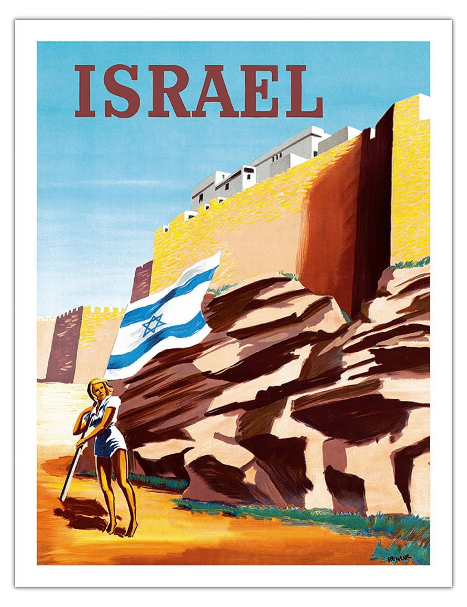 Israel - Zionist Heroic Girl Holding Israeli Flag - Walls of Jerusalem ...