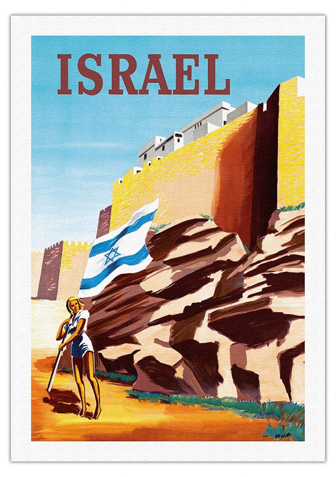 Israel - Zionist Heroic Girl Holding Israeli Flag - Walls of Jerusalem ...