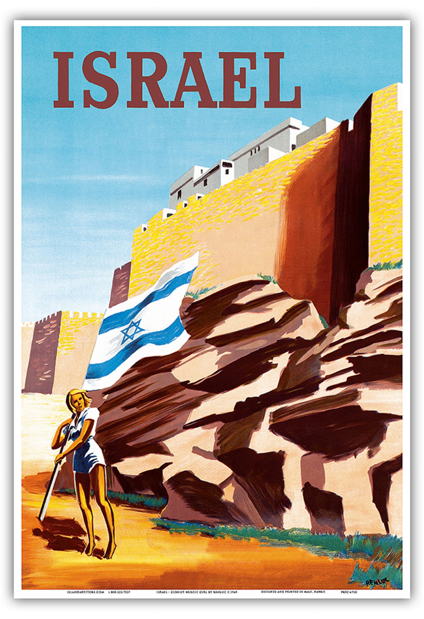 Israel - Zionist Heroic Girl Holding Israeli Flag - Walls of Jerusalem ...