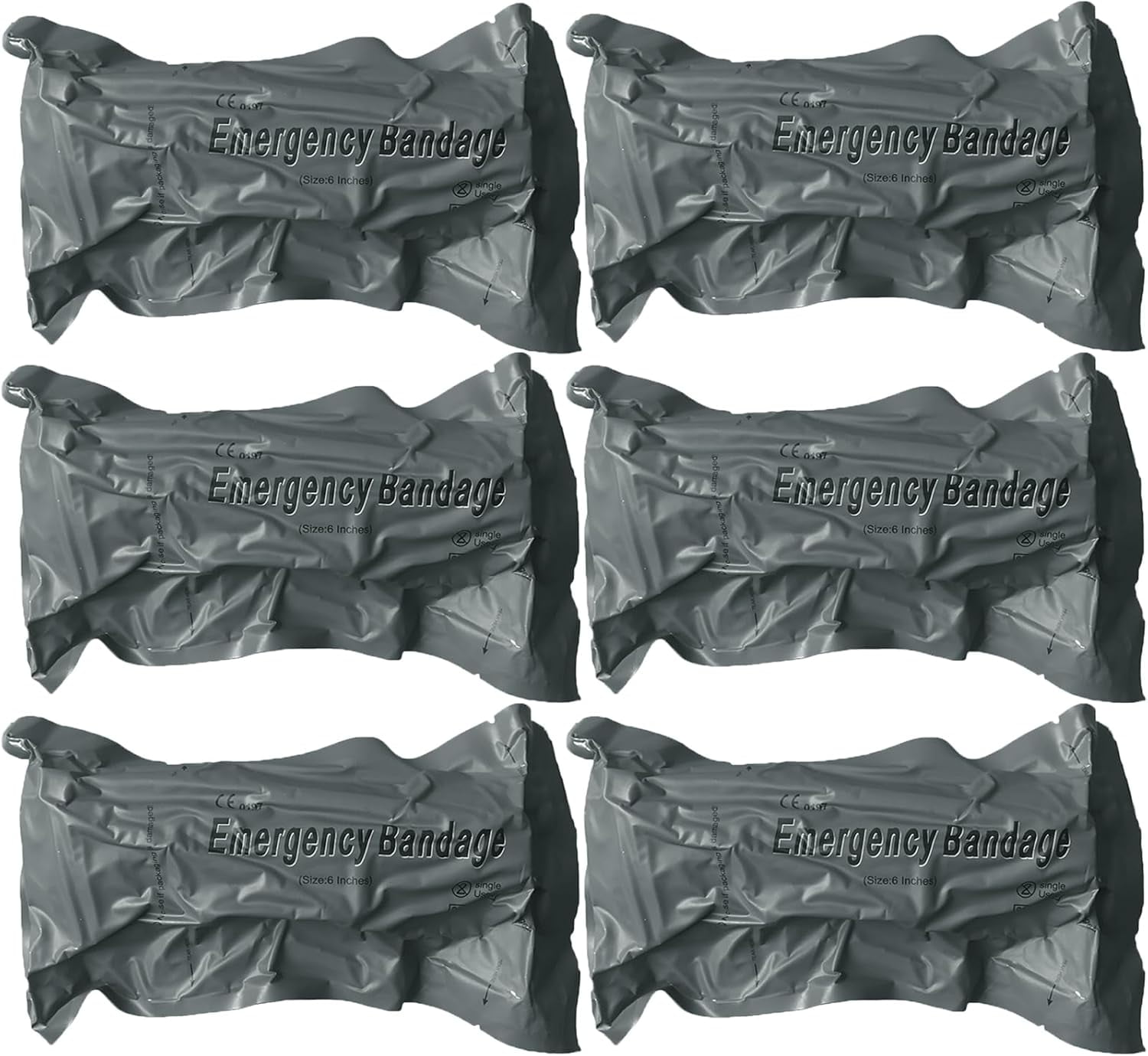 Israeli Emergency Bandage, 6" 4Pack Compression Bandage, Trauma Wound ...